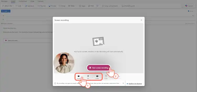 How to record and embed videos in Microsoft Outlook | Clipchamp Blog