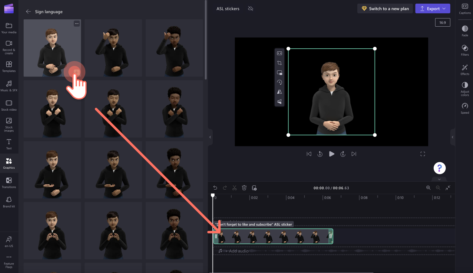 Add sign language stickers in Clipchamp for video accessibility ...
