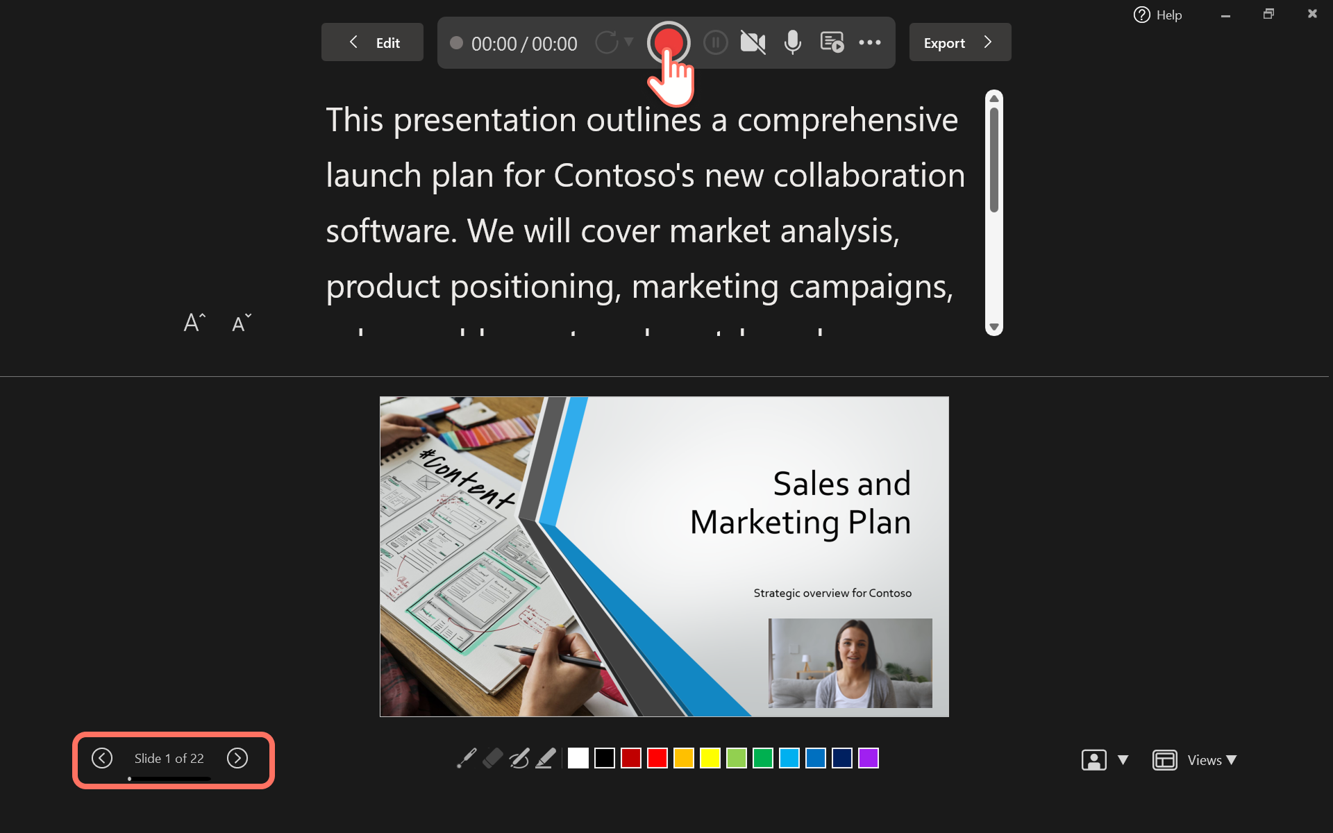 powerpoint record camera background