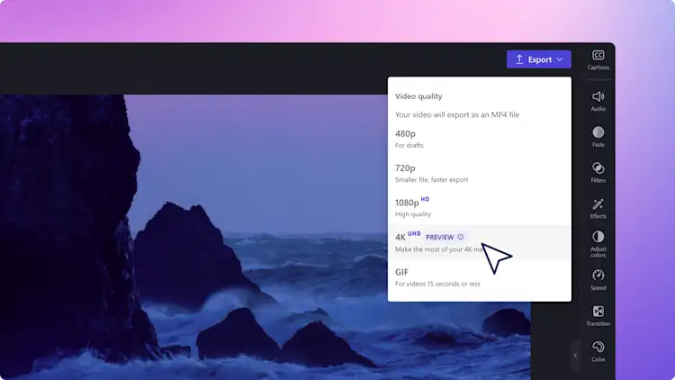 Save videos in 4K video resolution in Clipchamp | Clipchamp Blog