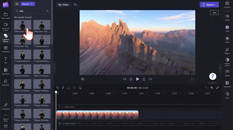 Add sign language stickers in Clipchamp for video accessibility ...
