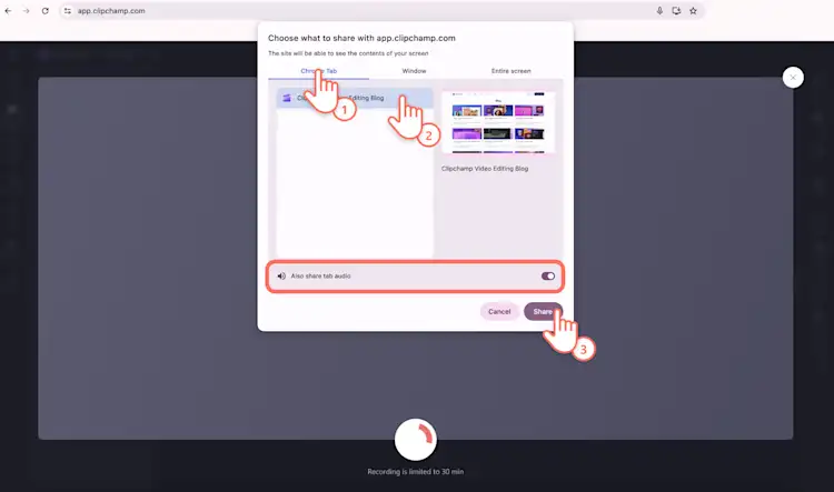 How to screen record with audio | Clipchamp Blog