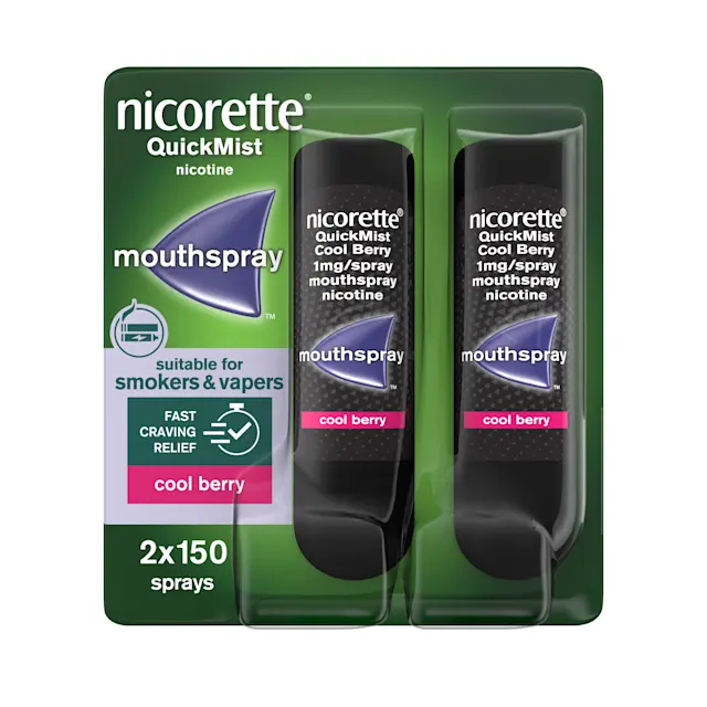 Nicorette® QuickMist Mouthspray - Cool Berry Duo | NICORETTE®