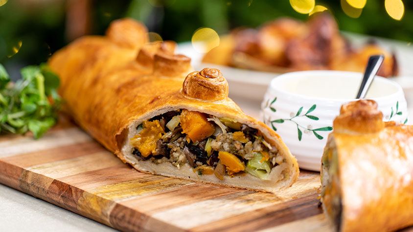 Mushroom, Squash and Stuffing Wellington, served with a Fresh ...