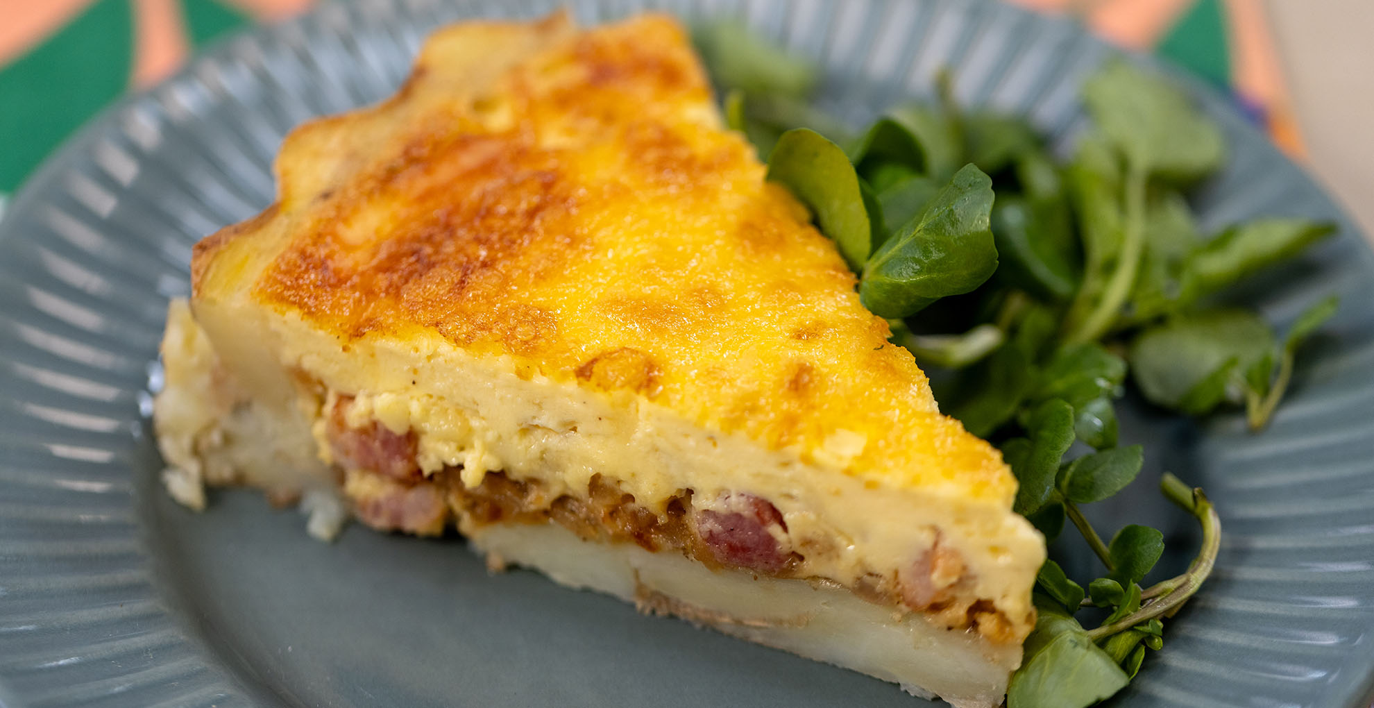 Potato-based Cheese & Pancetta Quiche | John and Lisa's Weekend Kitchen
