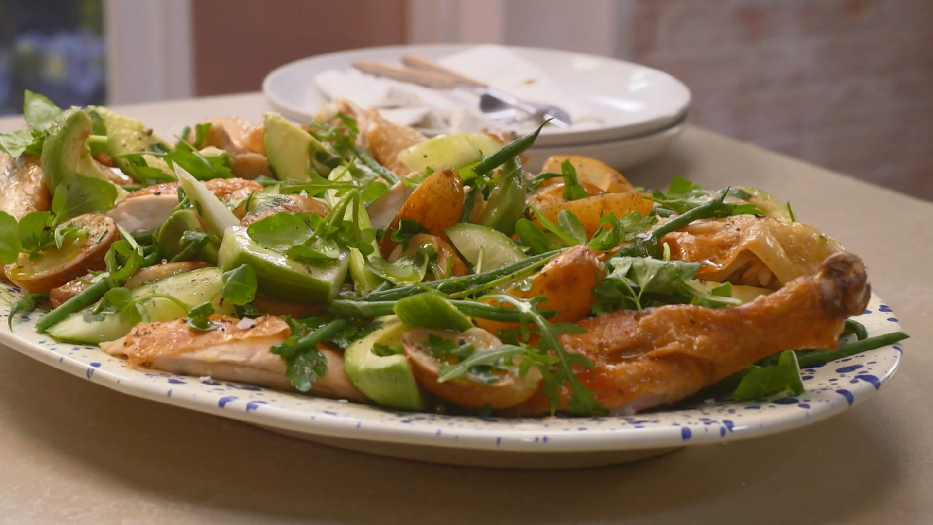 One-Tray Roast Chicken, Watercress And Avocado Salad | John and Lisa's ...
