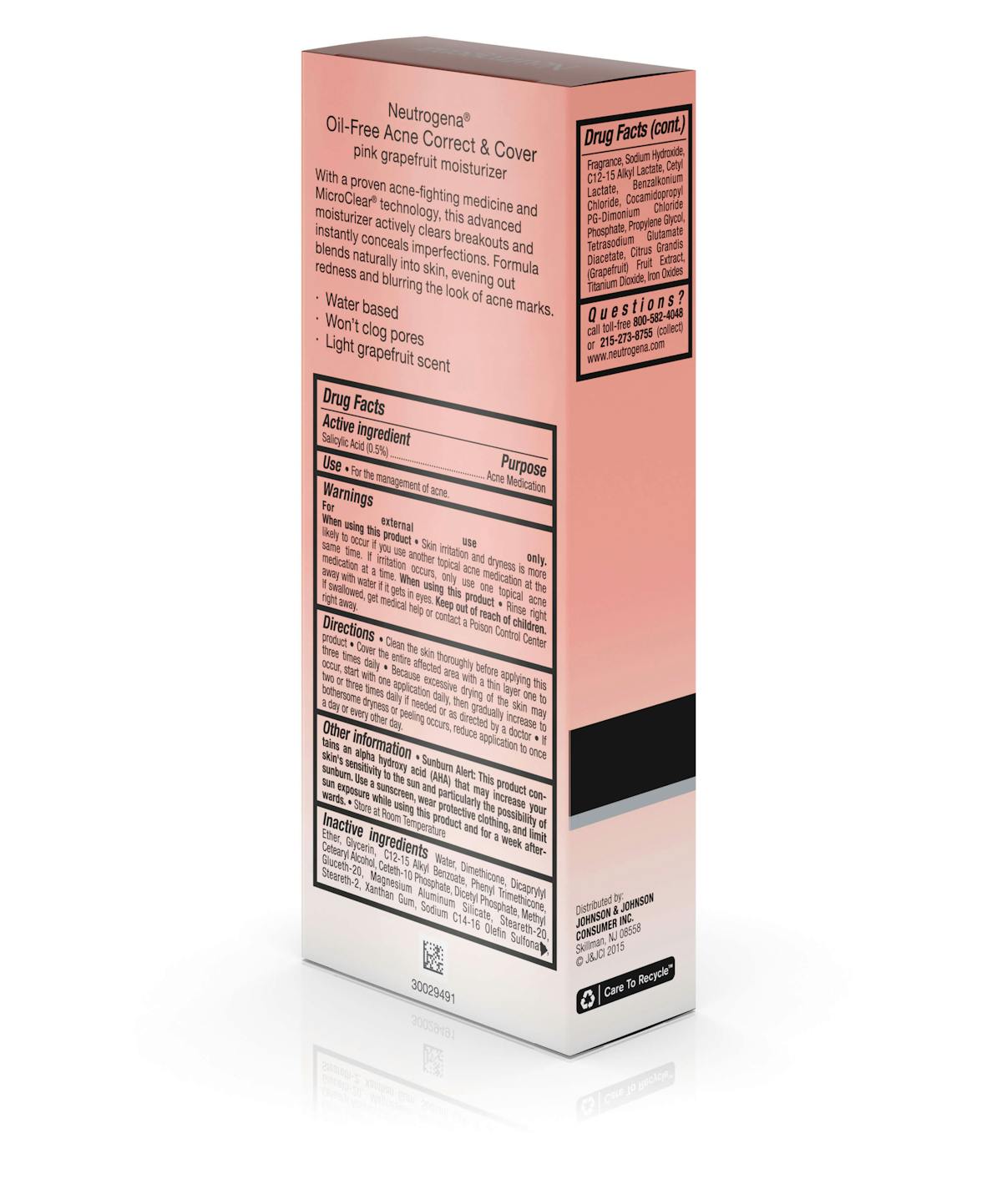 Oil-Free Acne Correct & Cover Pink Grapefruit Moisturizer | Neutrogena®