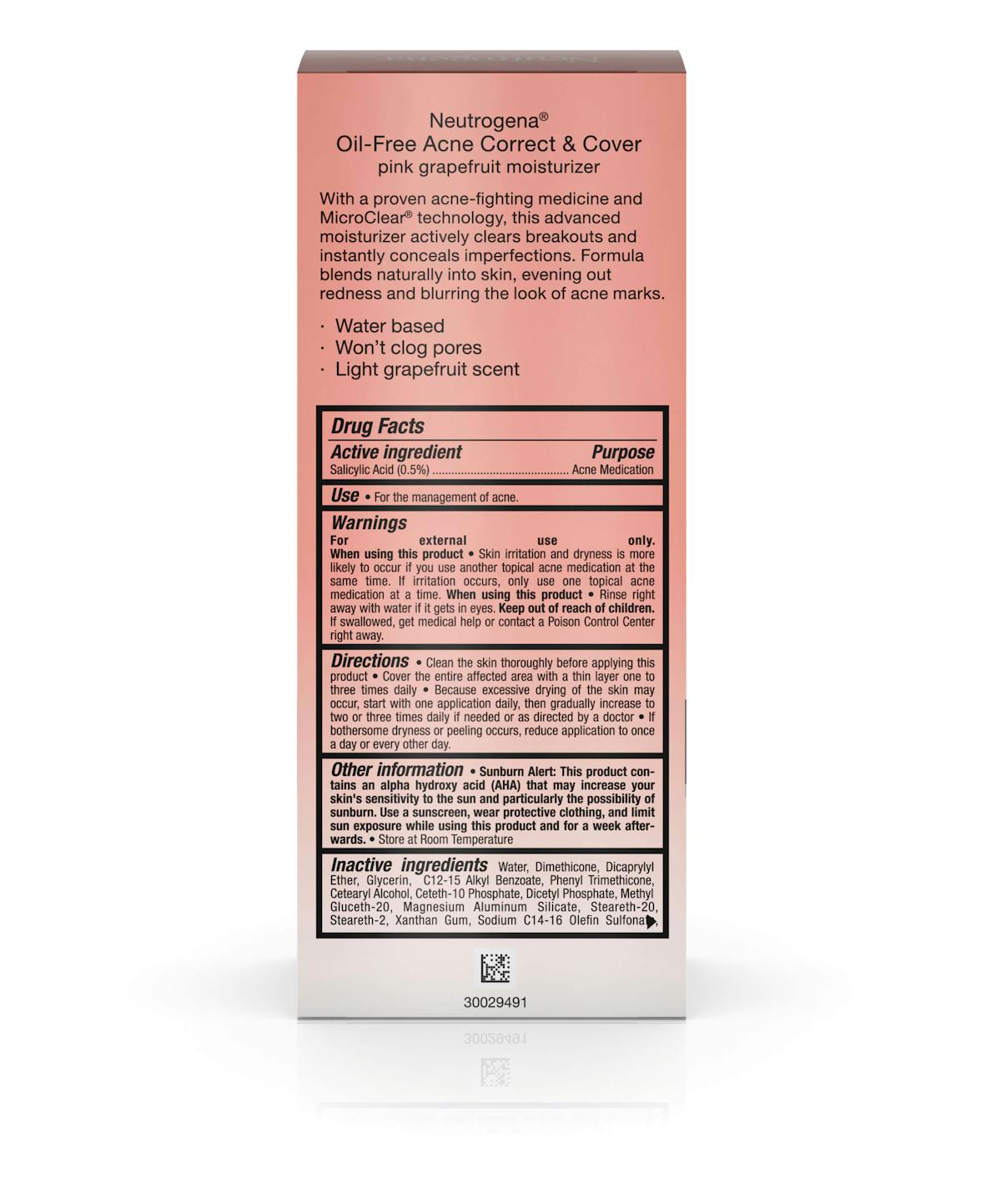 Oil-Free Acne Correct & Cover Pink Grapefruit Moisturizer | Neutrogena®