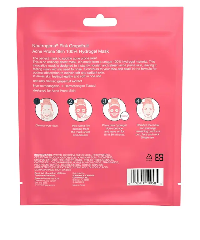 Pink Grapefruit 100% Hydrogel Mask for Acne-Prone Skin