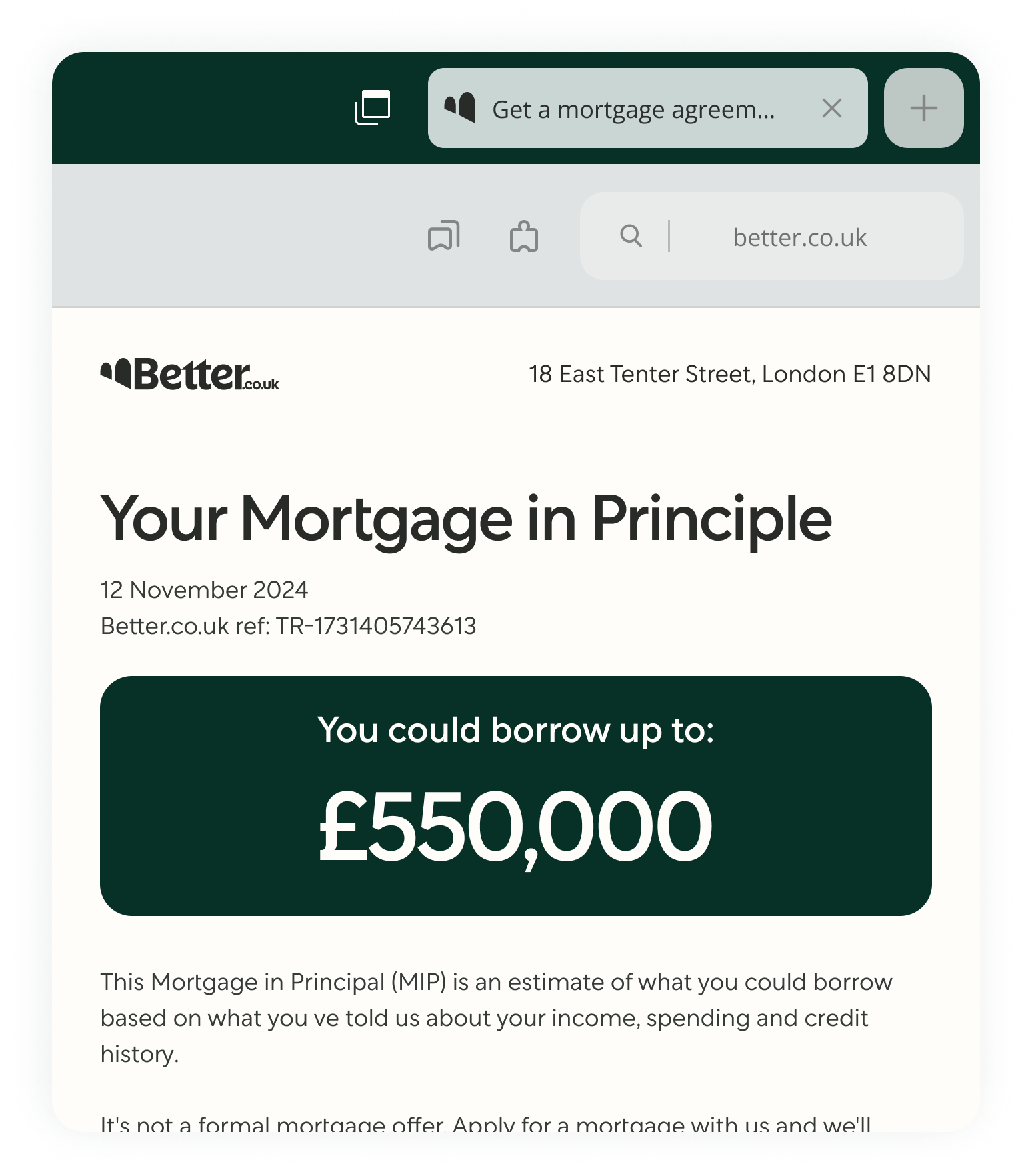 Get a mortgage agreement in principle | Better.co.uk
