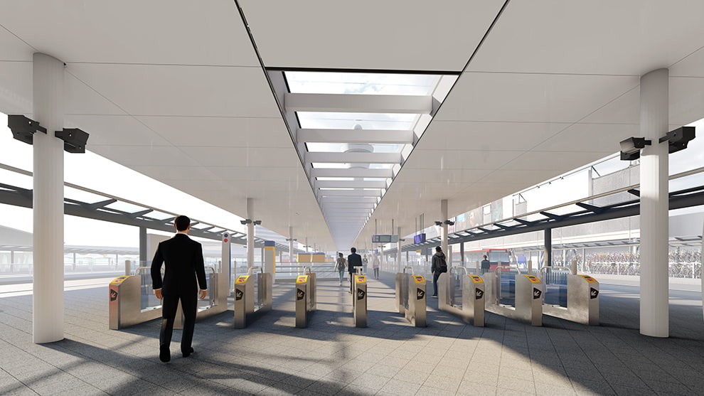 Modern Bus Station Platform Doors Installation Of A Bus Platform With