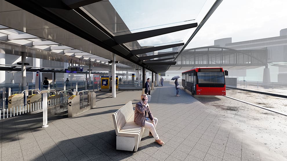 Modern Bus Station Platform Doors Installation Of A Bus Platform With