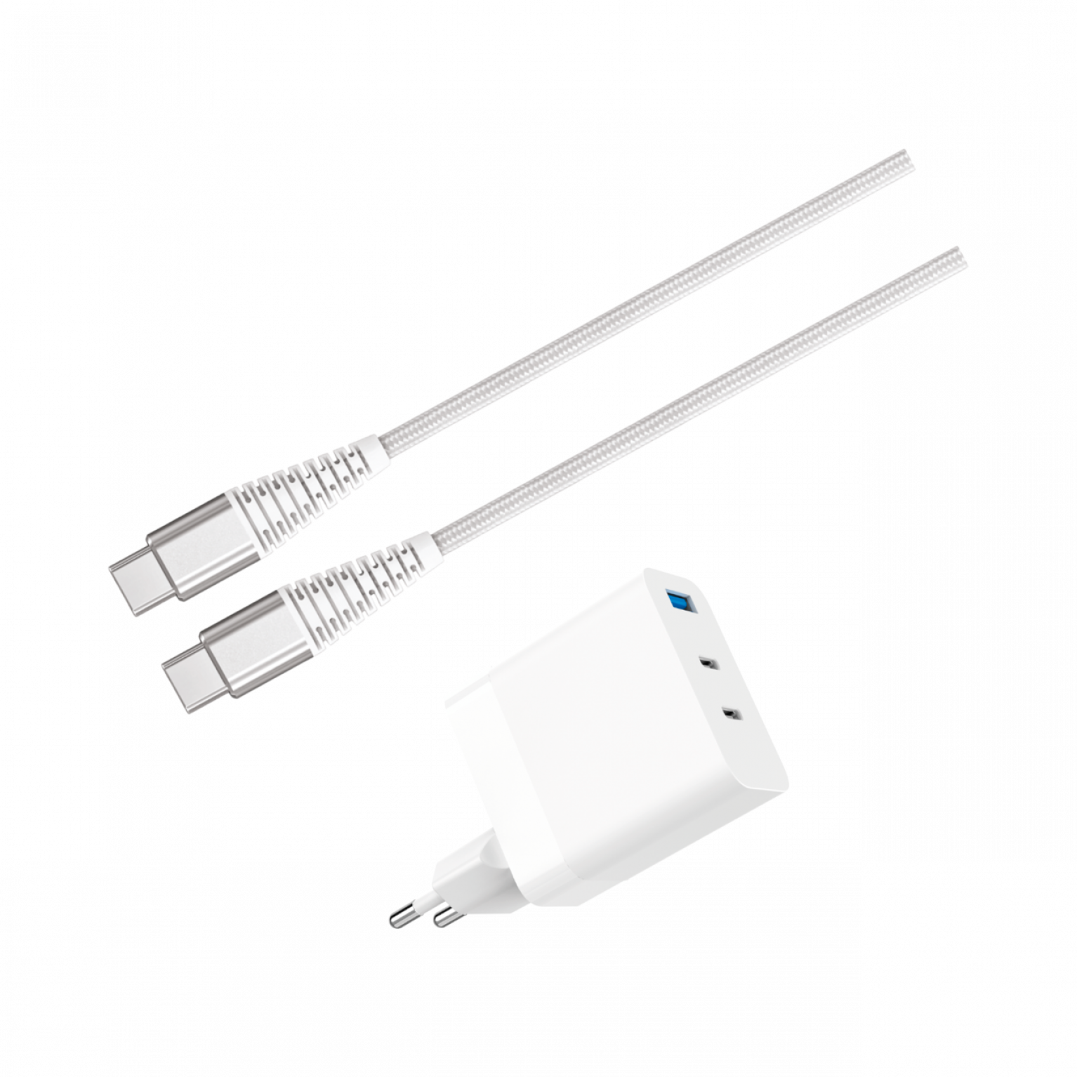 Schiphol | Mitone Travel Kit PD65W PD/QC + USB-C to C Cable 2m - White