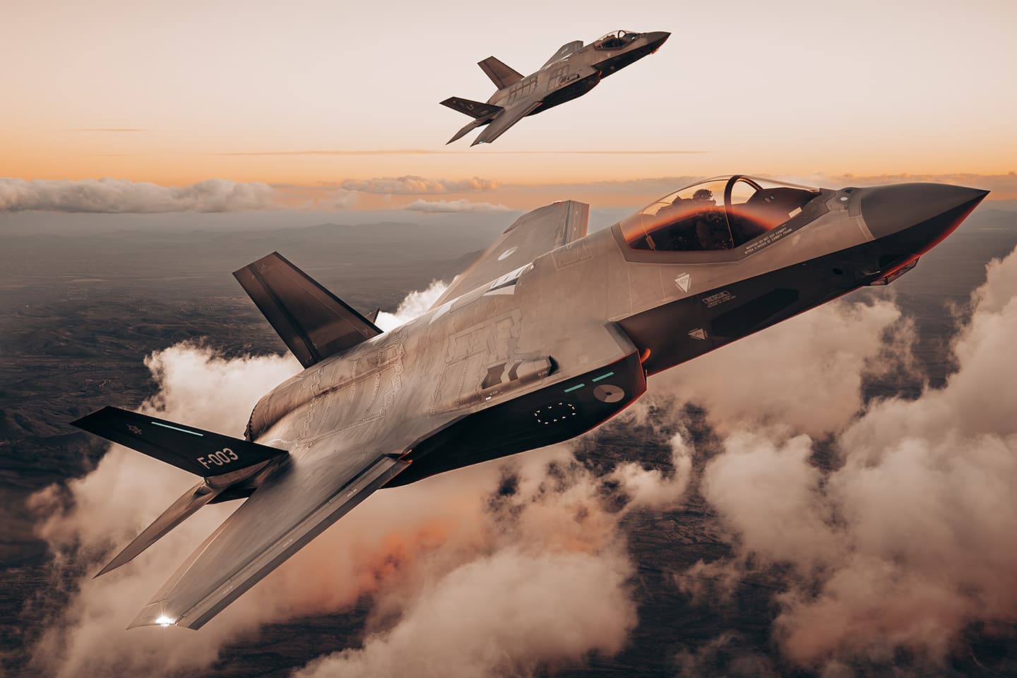 Royal Netherlands Air and Space Force F-35s train at Schiphol