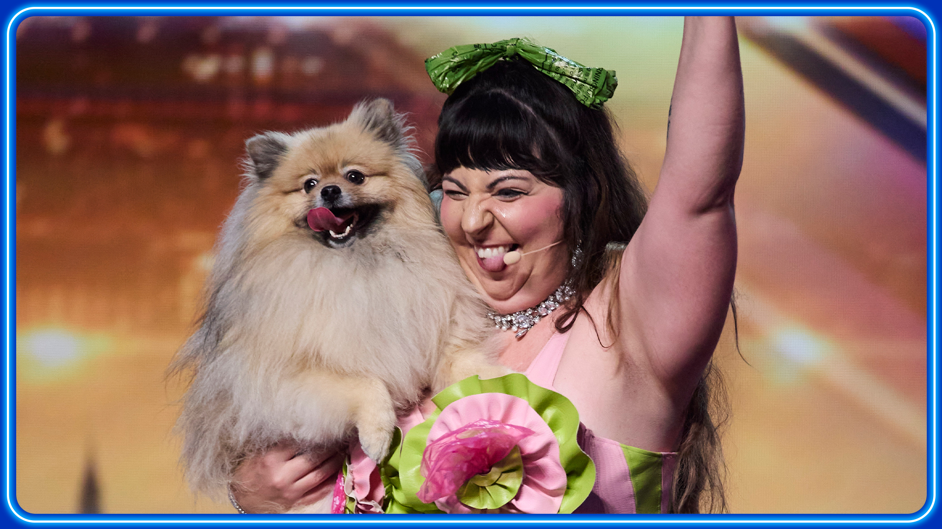 Sarah and Pomeranian pal Meatball perform to Spice Girls in chaotic act ...