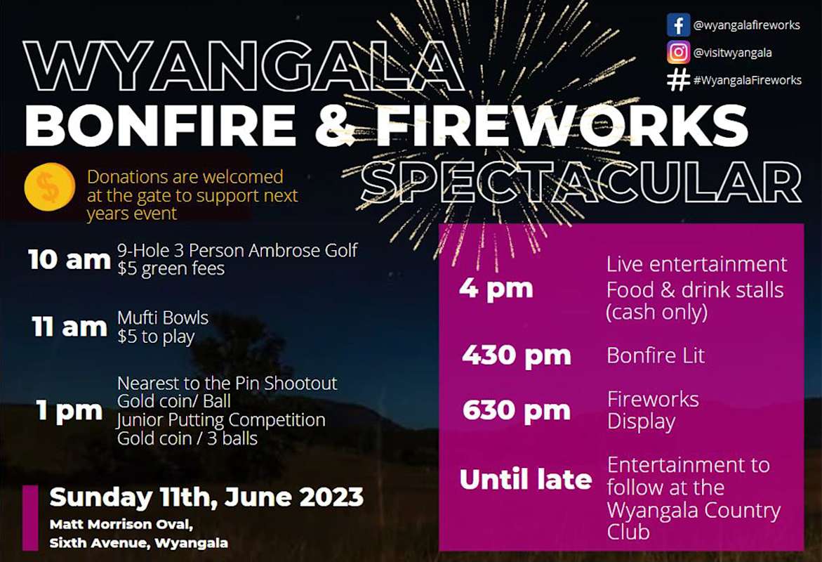 Wyangala Fireworks And Bonfire Spectacular Returns | The Cowra Phoenix ...