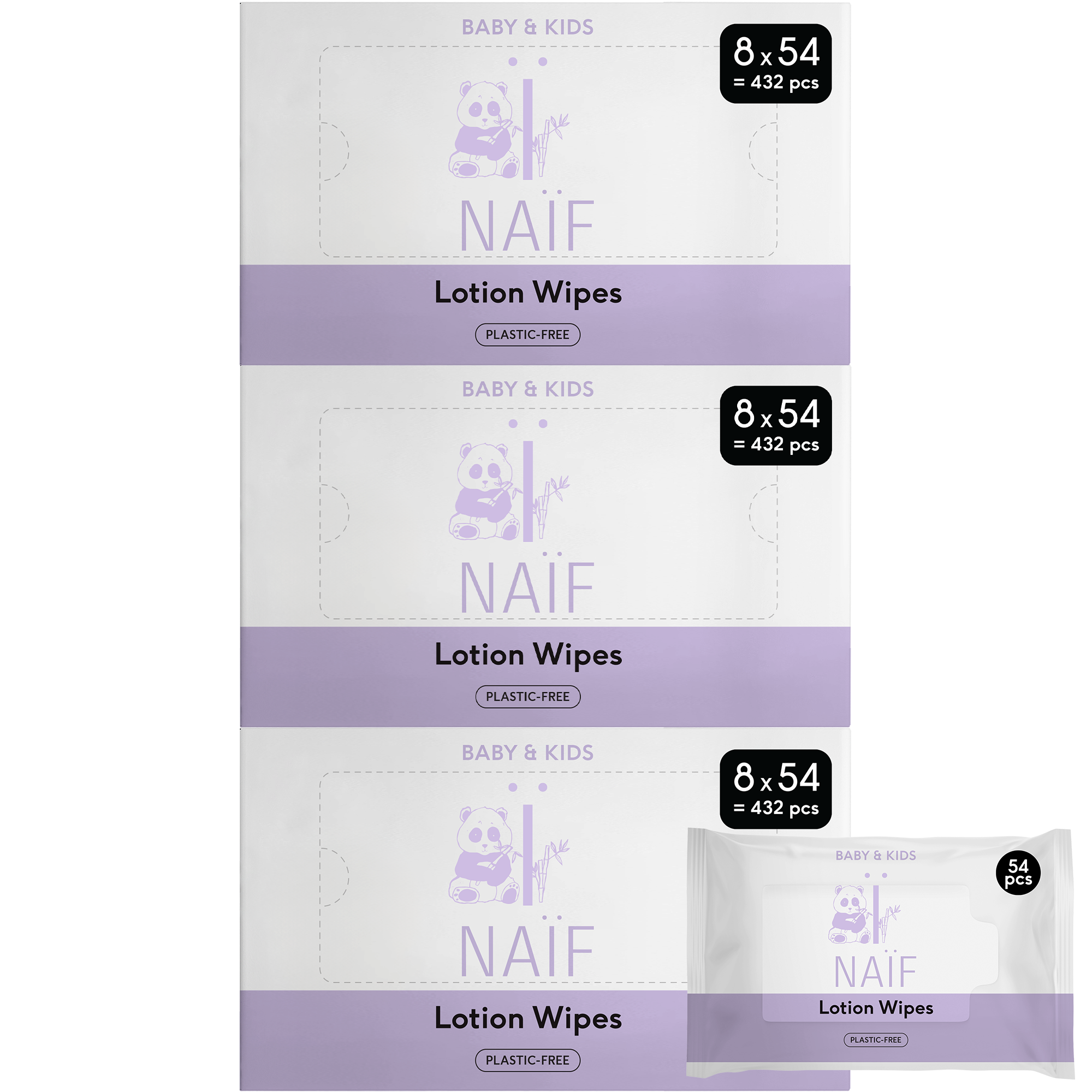 Plastic Free Lotion Wipes for Baby & Kids 24 pack | Naïf