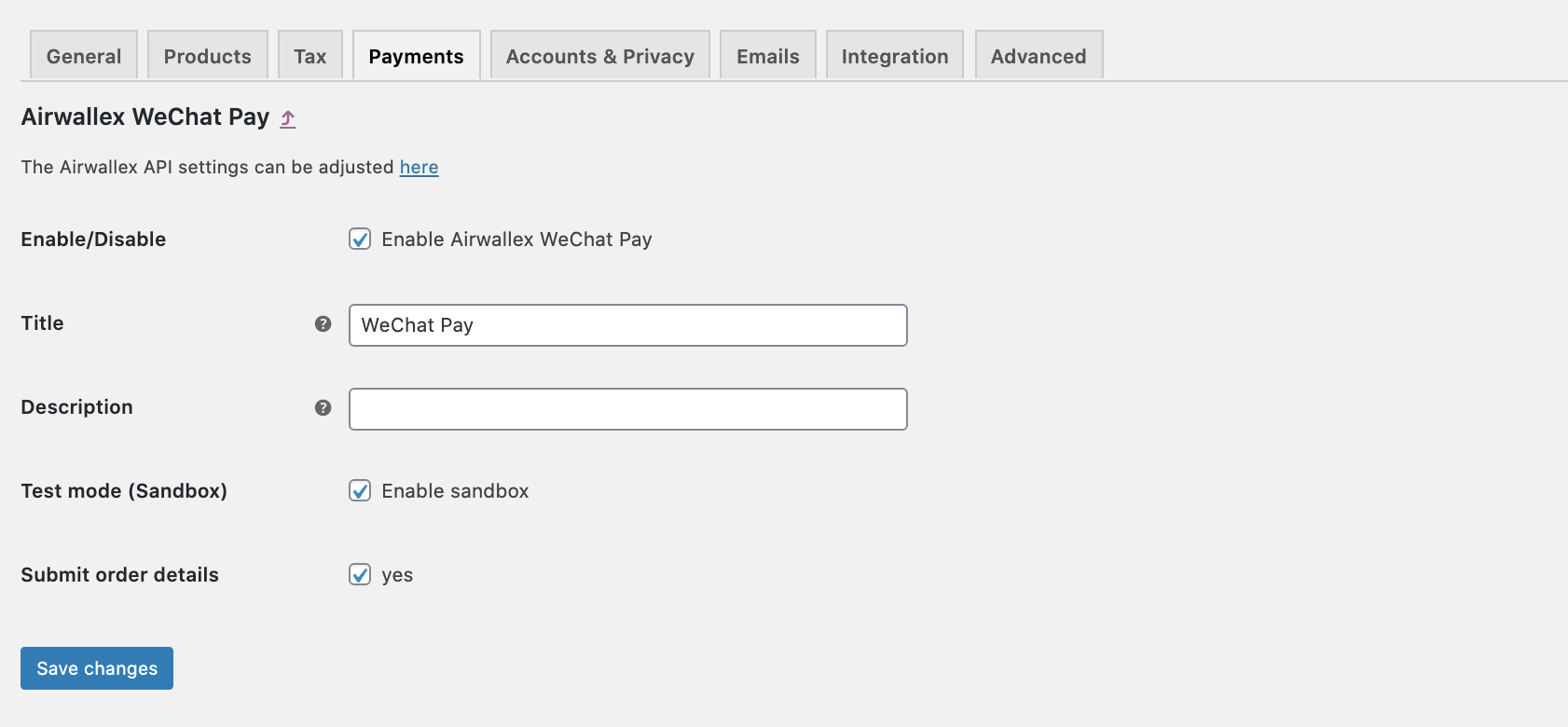 Configuration | Airwallex Docs