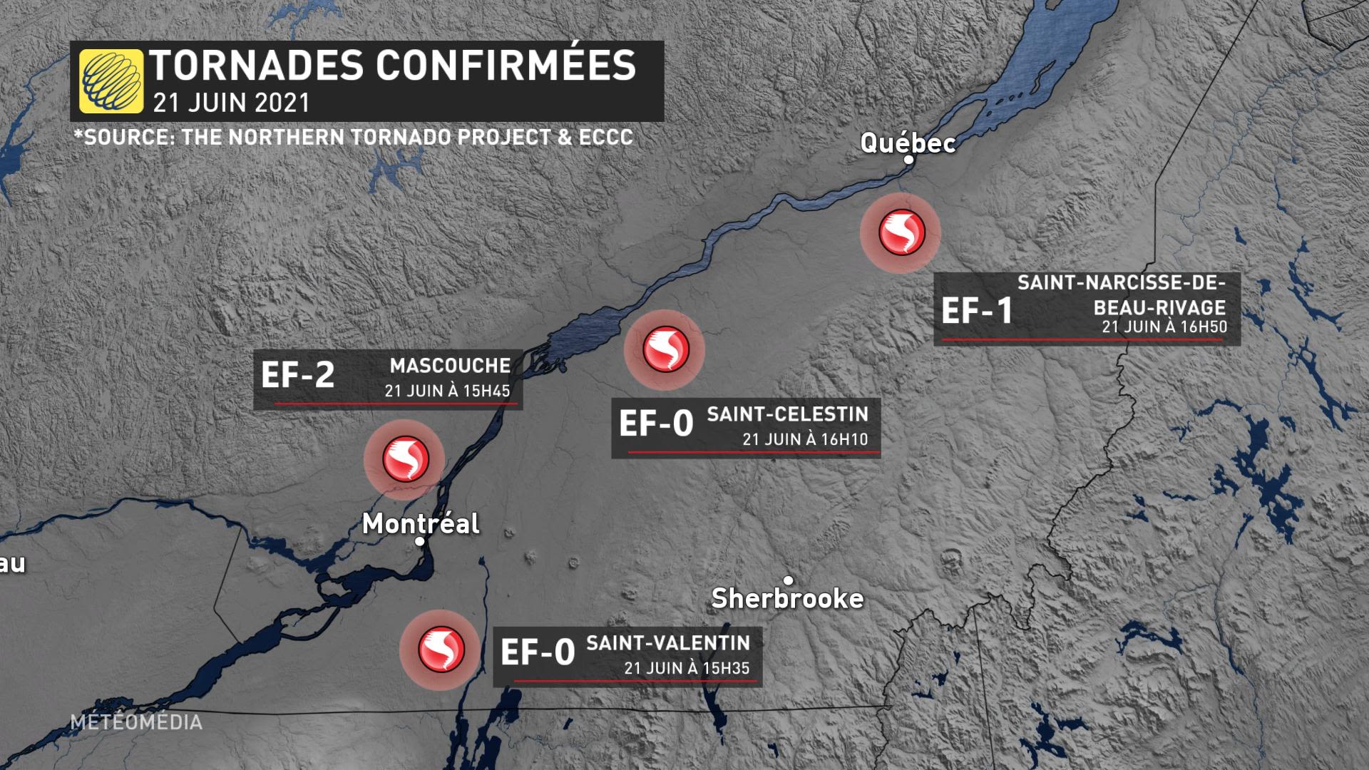 Huit tornades confirmées au Québec - MétéoMédia