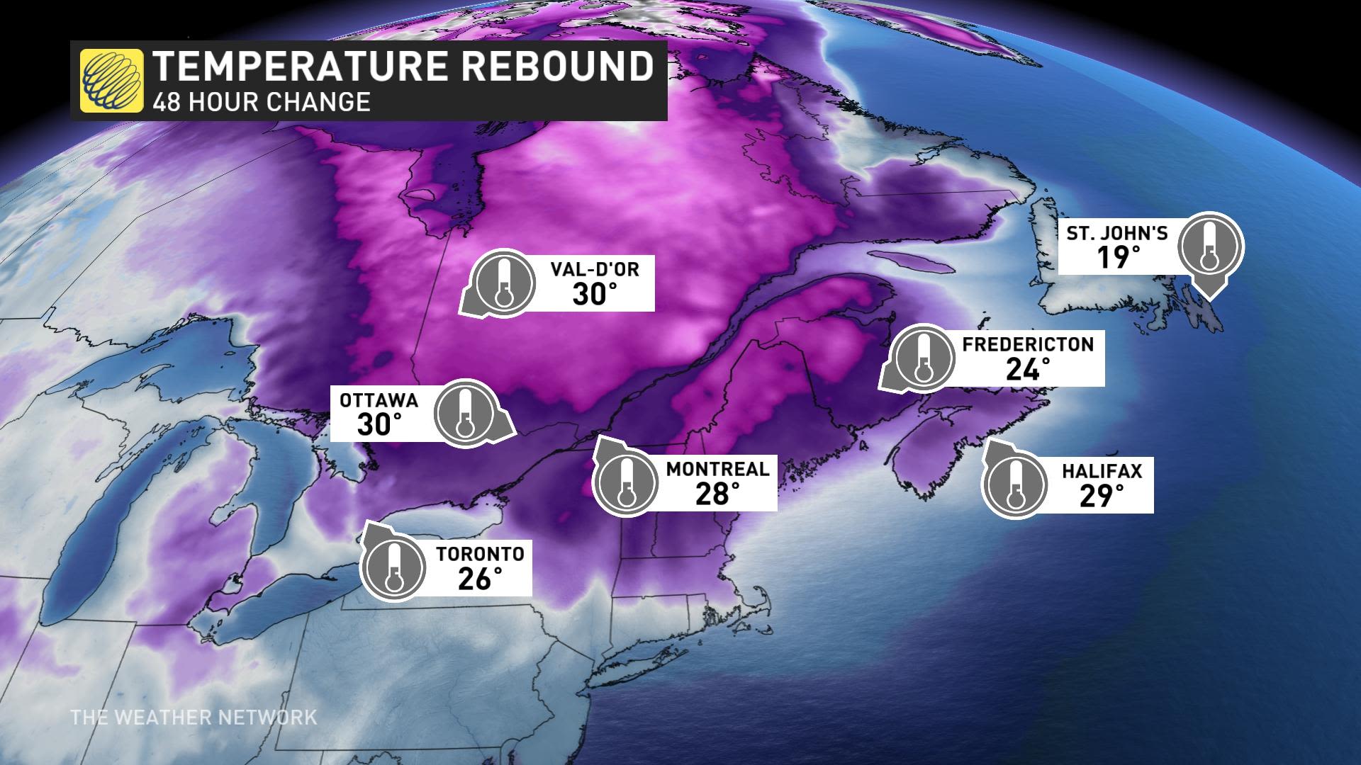 Huge temperature rebound coming for Eastern Canada, but there’s a catch ...