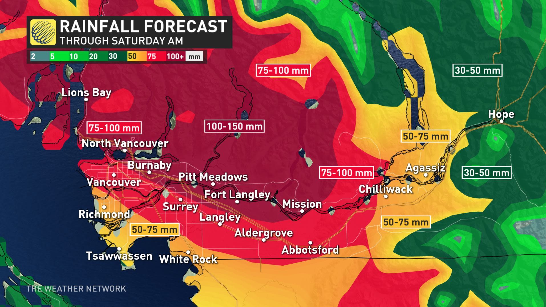 B.C.: Downpours dominate ahead of the weekend, 100+mm for some - The ...