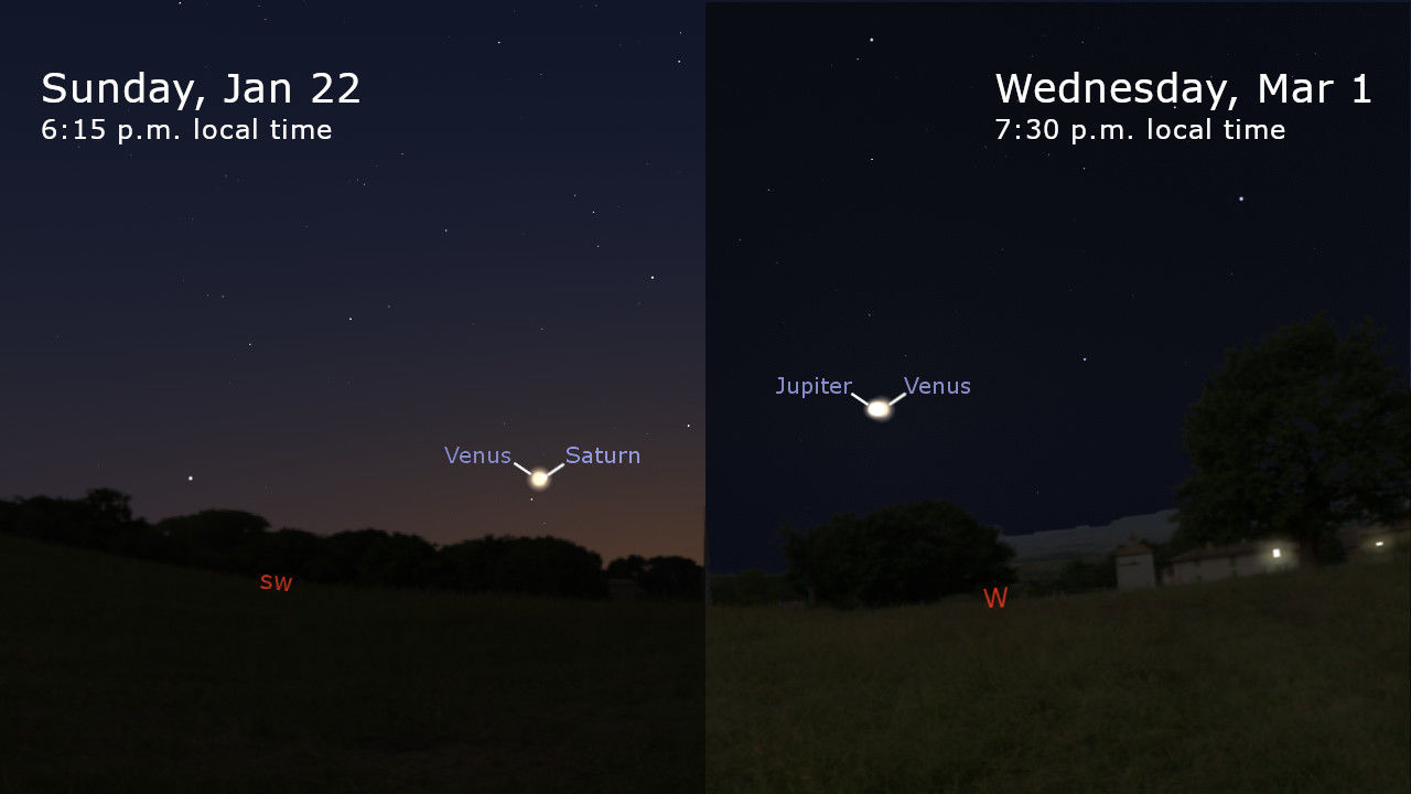 Bright 'evening star' Venus dazzles this winter in two planetary ...