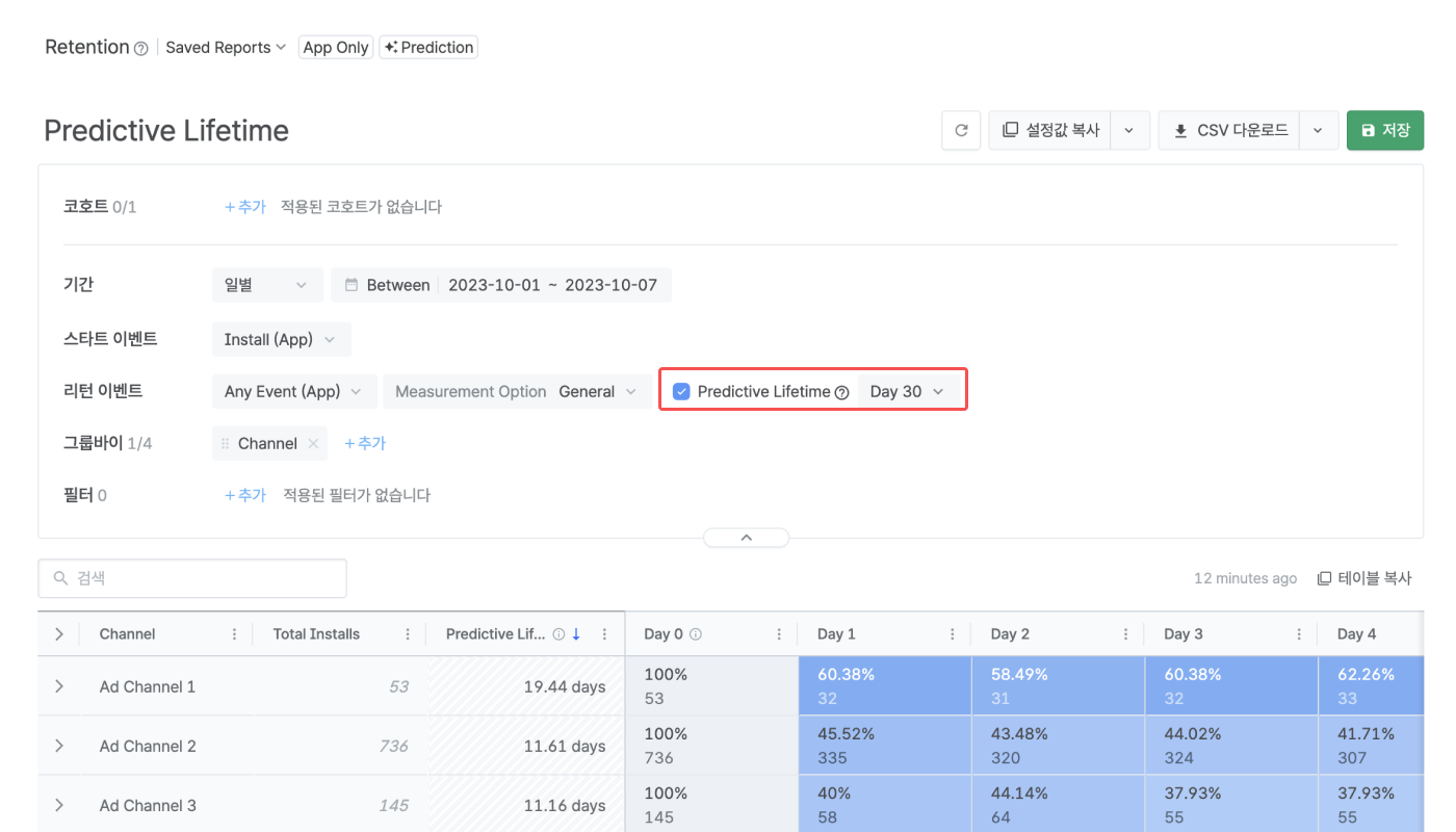 리텐션 리포트 조회하기 | Airbridge Help Center