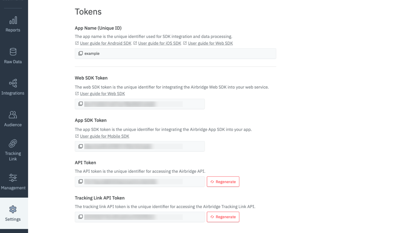 Tokens | Airbridge Help Center