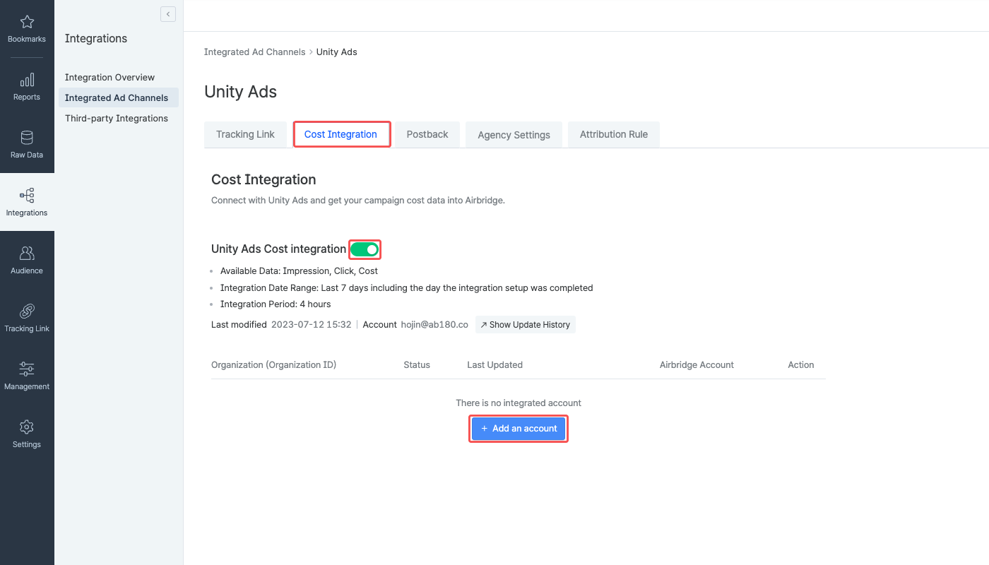 Unity Ads | Airbridge Help Center
