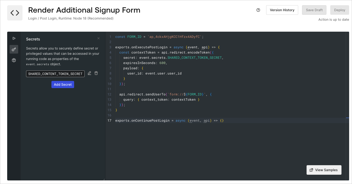 Use Cases: Configure additional signup steps using Forms