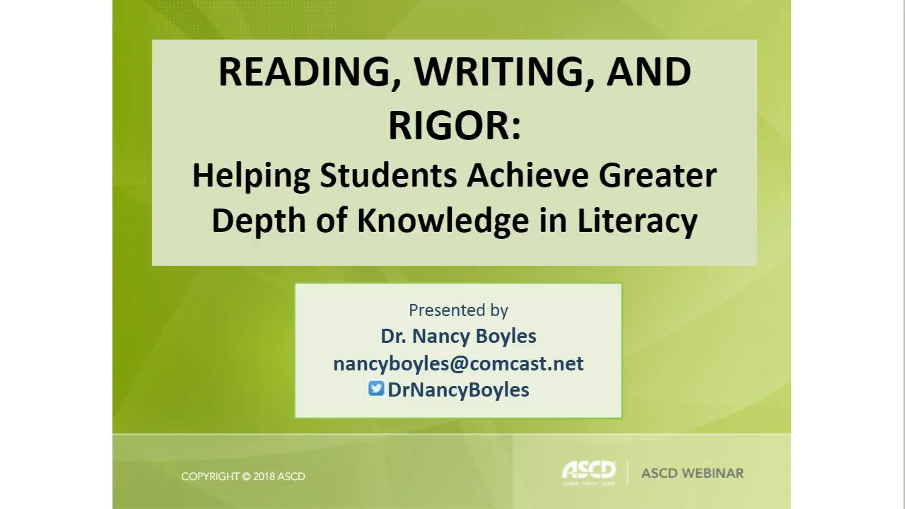 Reading, Writing, and Rigor: Helping Students Achieve Greater Depth of ...