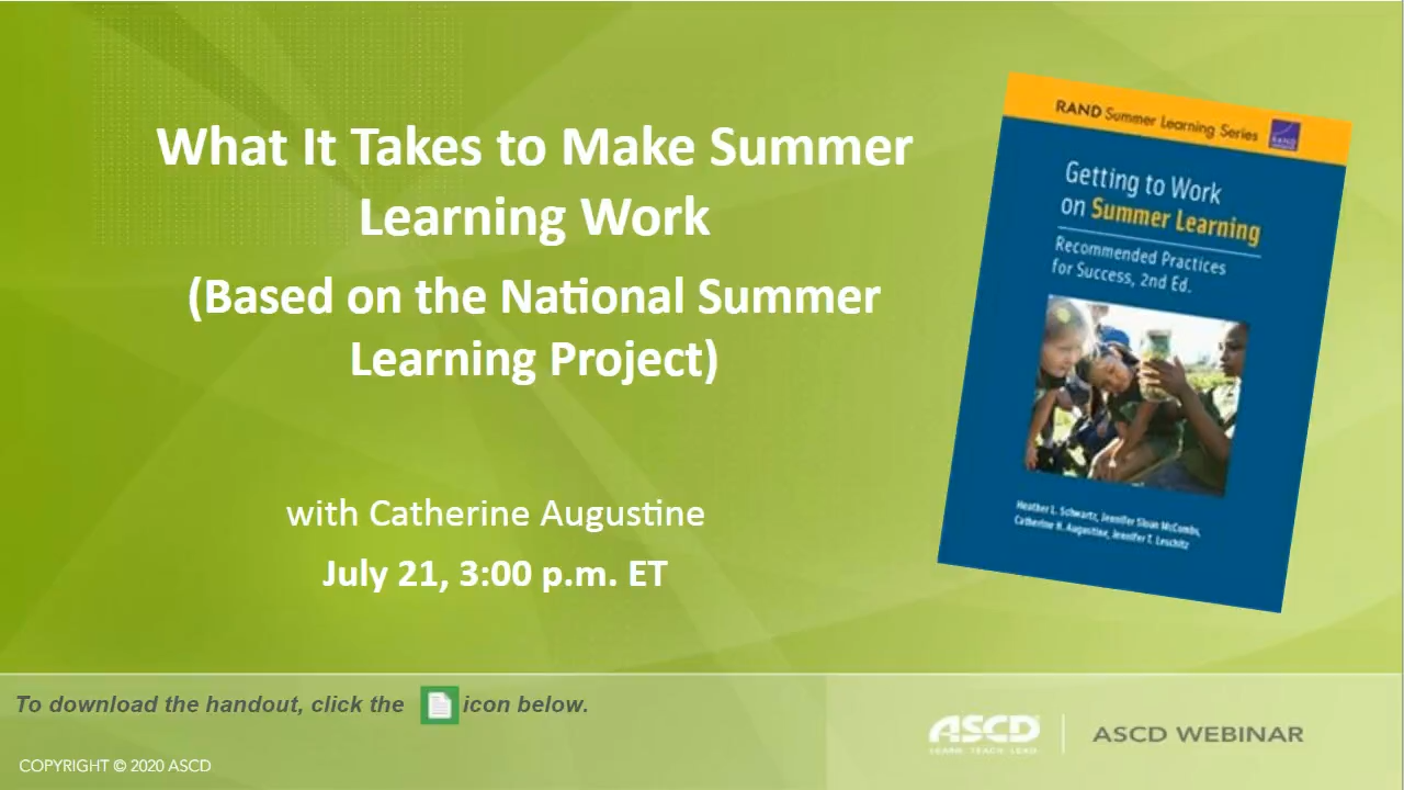 What It Takes to Make Summer Learning Work (Based on the National ...