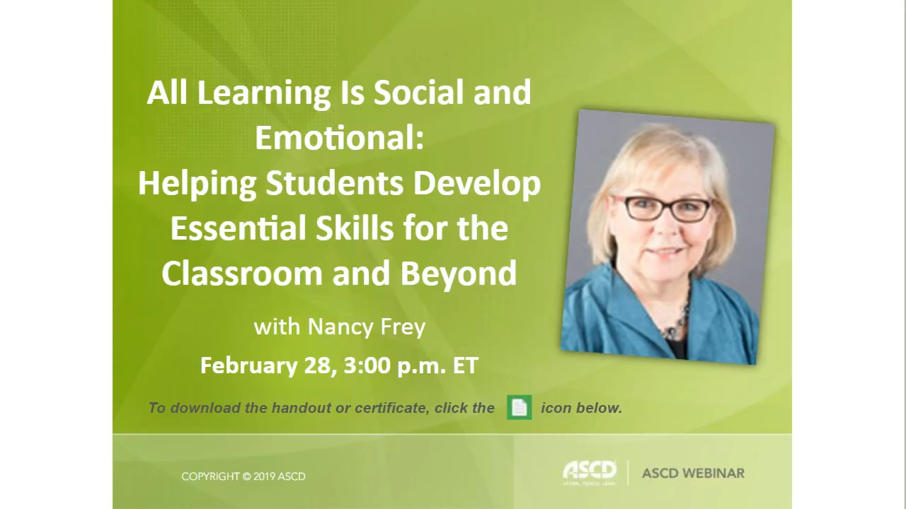 All Learning Is Social and Emotional: Helping Students Develop ...