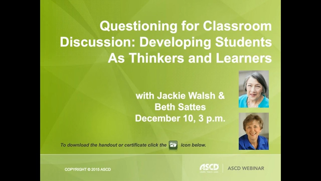 Questioning for Classroom Discussion: Developing Students As Thinkers ...