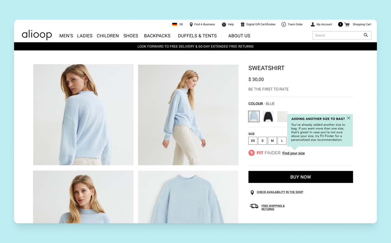 Fit Finder | Online Sizing Solution for Apparel and Footwear