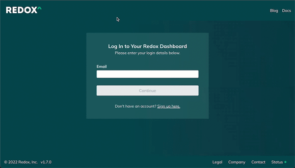 Create a Redox dashboard account