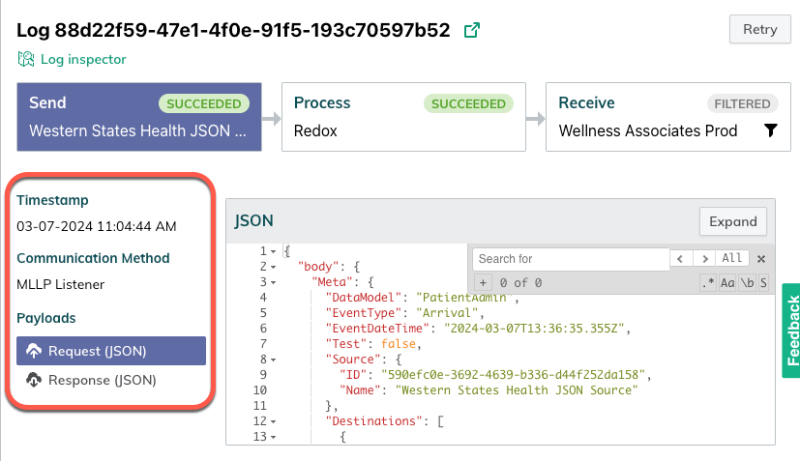 Logs for data exchange