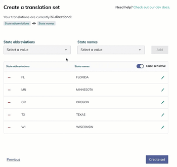 Create translation sets and links