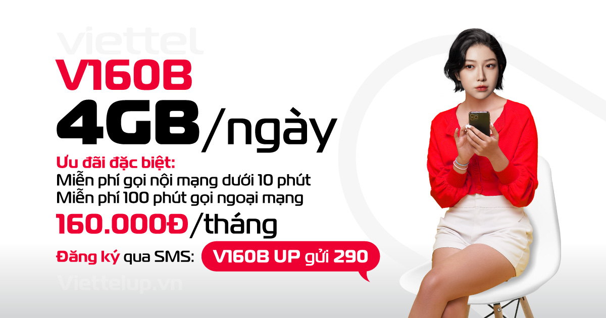 Gói V160B Viettel - 120GB (4GB/ngày) + Miễn Phí Gọi Nội Ngoại Mạng, Chỉ ...