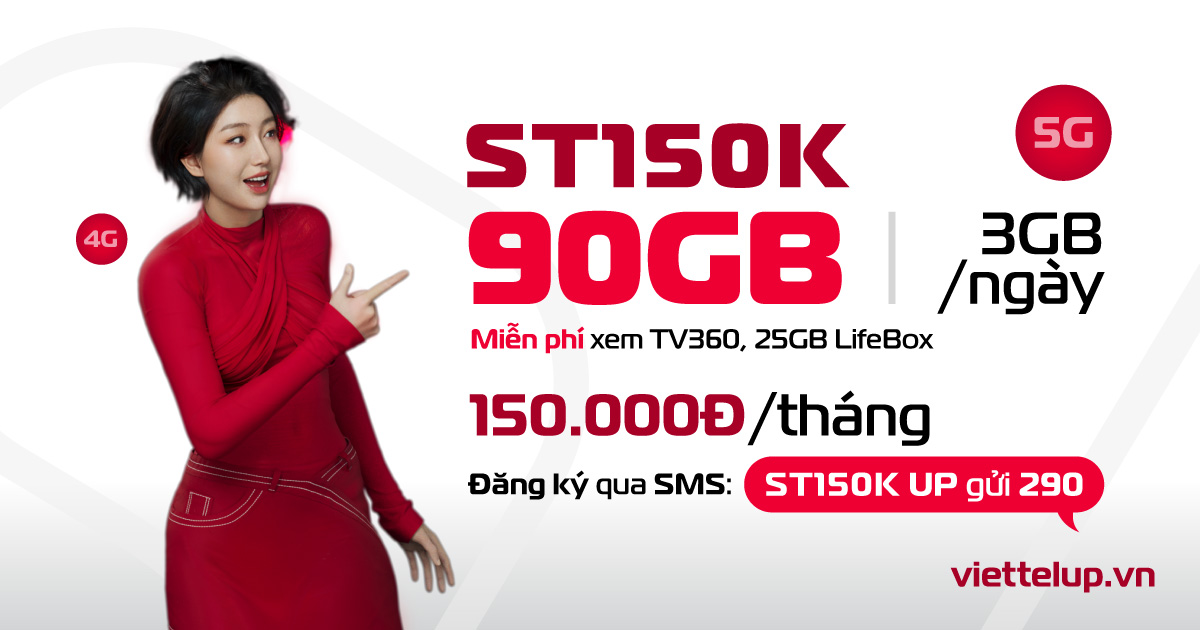 Gói ST150K Viettel - 90GB Data + Miễn Phí TV360, Chỉ 150K/tháng