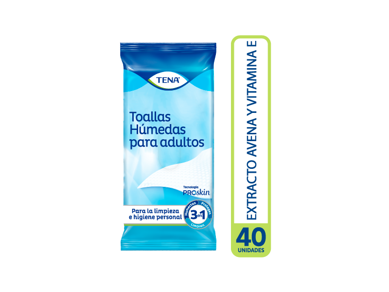 TENA Toallas Húmedas 3 en 1