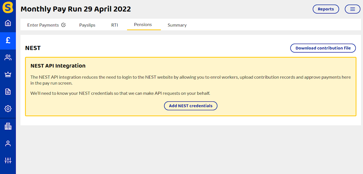 Setup a NEST pension ready for API Integration - Shape Payroll