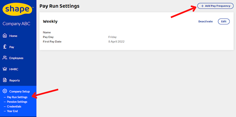 Pay Run Frequency Configuration and changing pay run settings - Shape ...