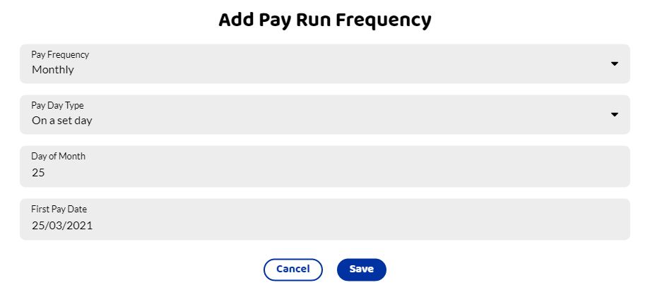 Pay Run Frequency Configuration and changing pay run settings - Shape ...