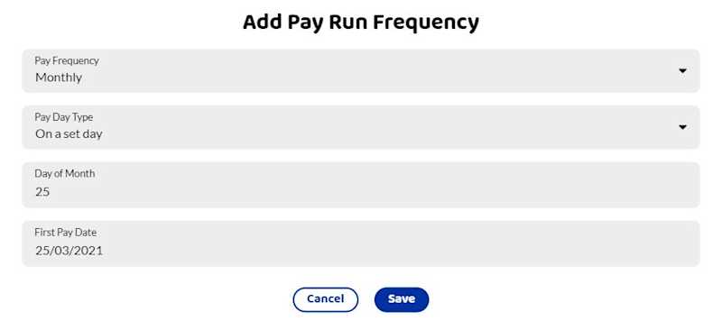 Pay Run Frequency Configuration and changing pay run settings - Shape ...