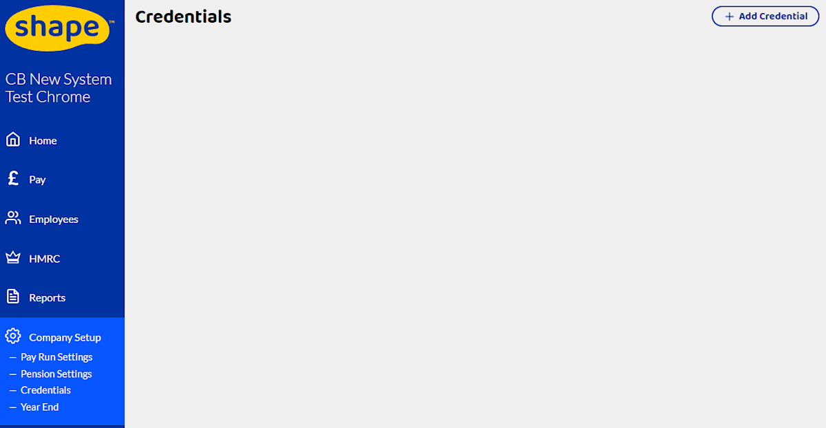 Credentials - Shape Payroll