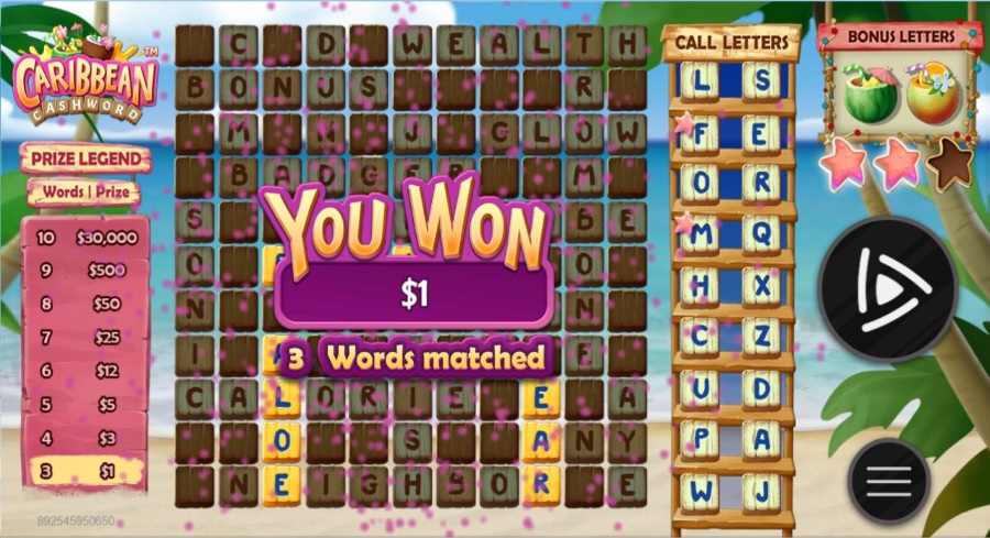 Caribbean Cashword - Online Game | Michigan Lottery