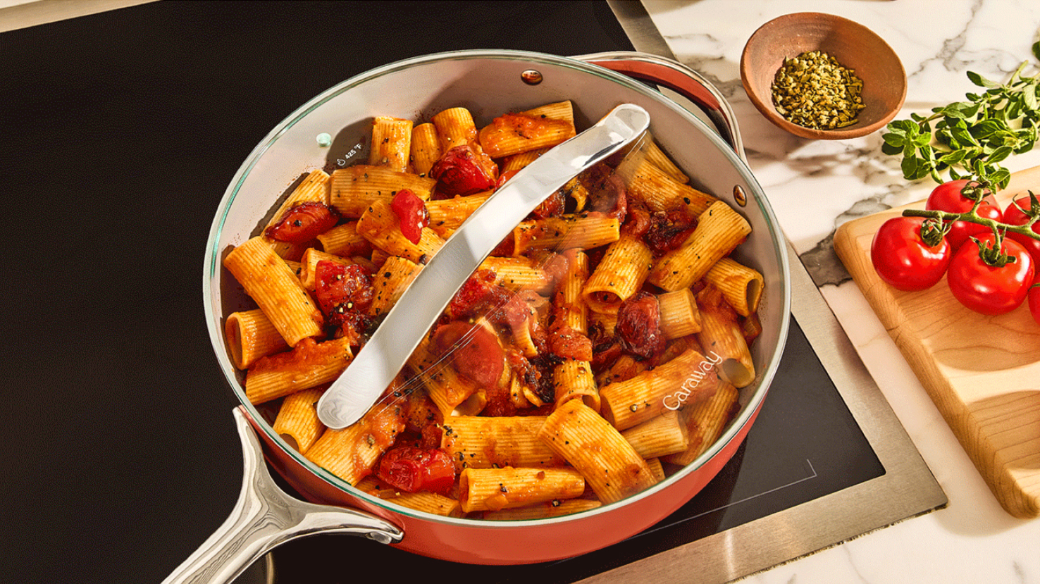 Glass Lid Set of 3 for Pans with Lid Organizer | Caraway