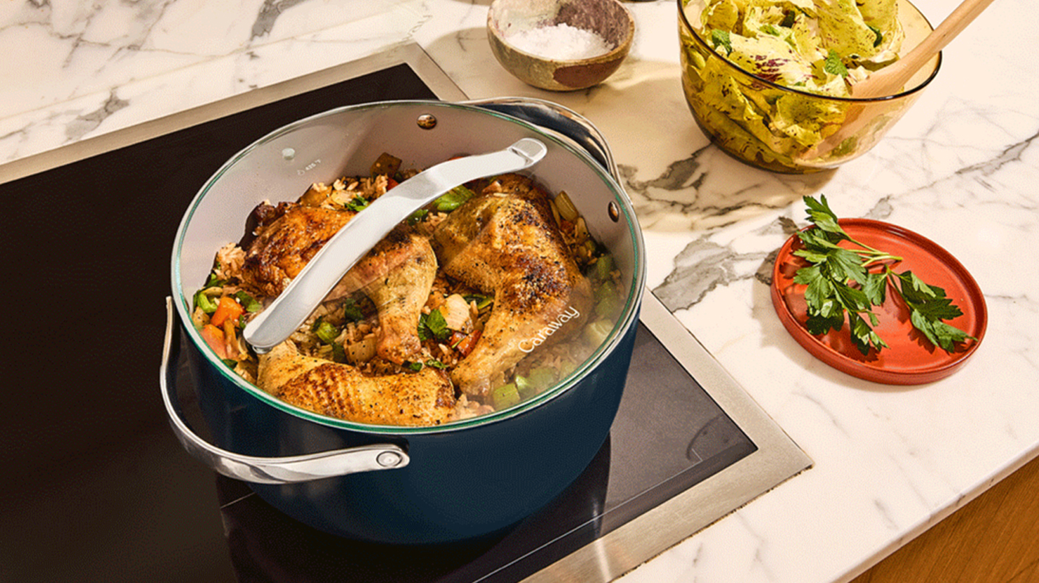 Glass Lid Set of 3 for Pans with Lid Organizer | Caraway