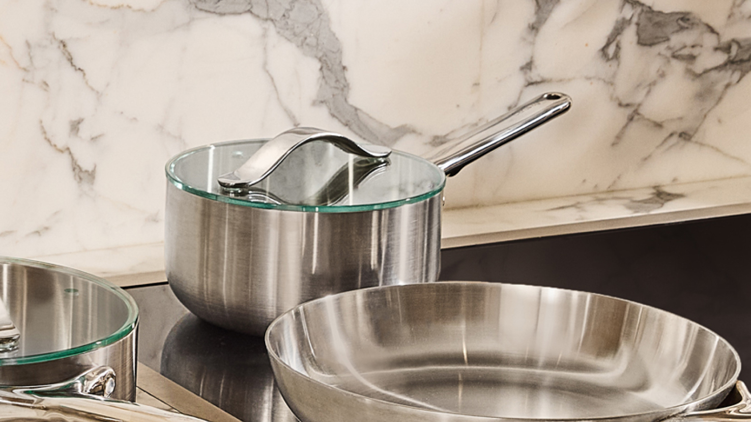 Glass Lid Set of 4 for Pans with Lid Organizer | Caraway